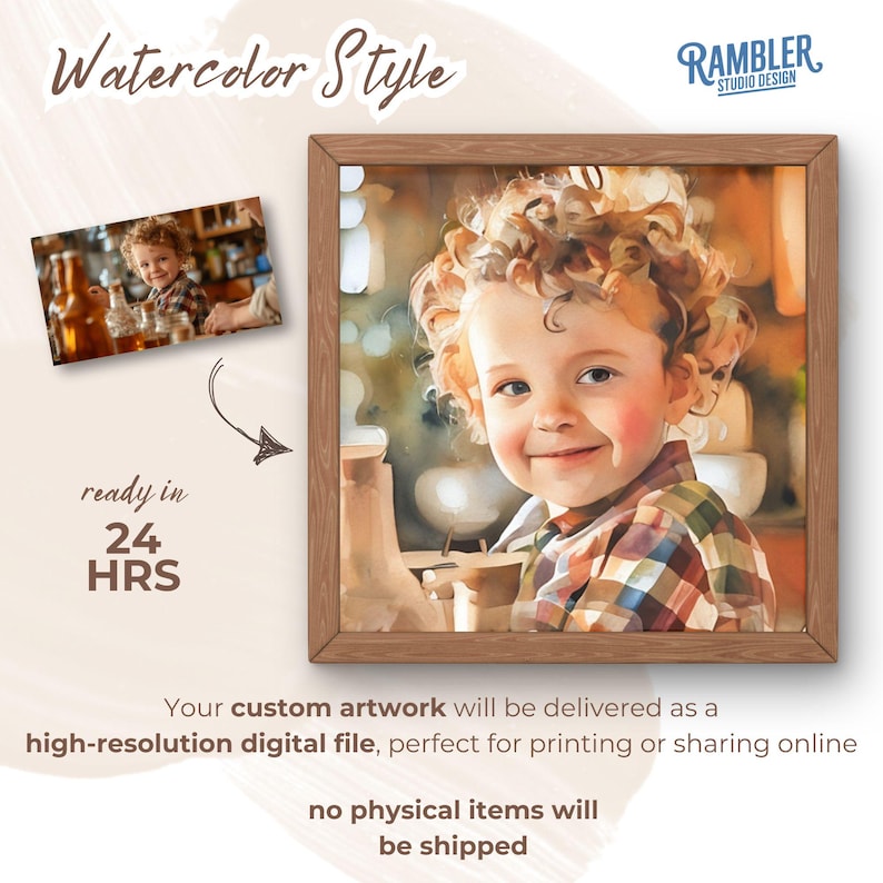 Turn a Photo Into Custom Watercolor Portrait Art – Personalized Digital ...