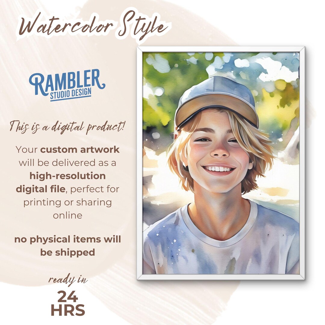 Turn a Photo Into Custom Watercolor Portrait Art – Personalized Digital ...
