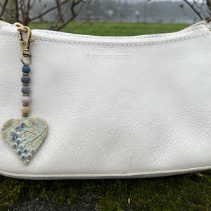 Beaded Bag Art With Ceramic Handmade Charm-floral Ceramic - Etsy