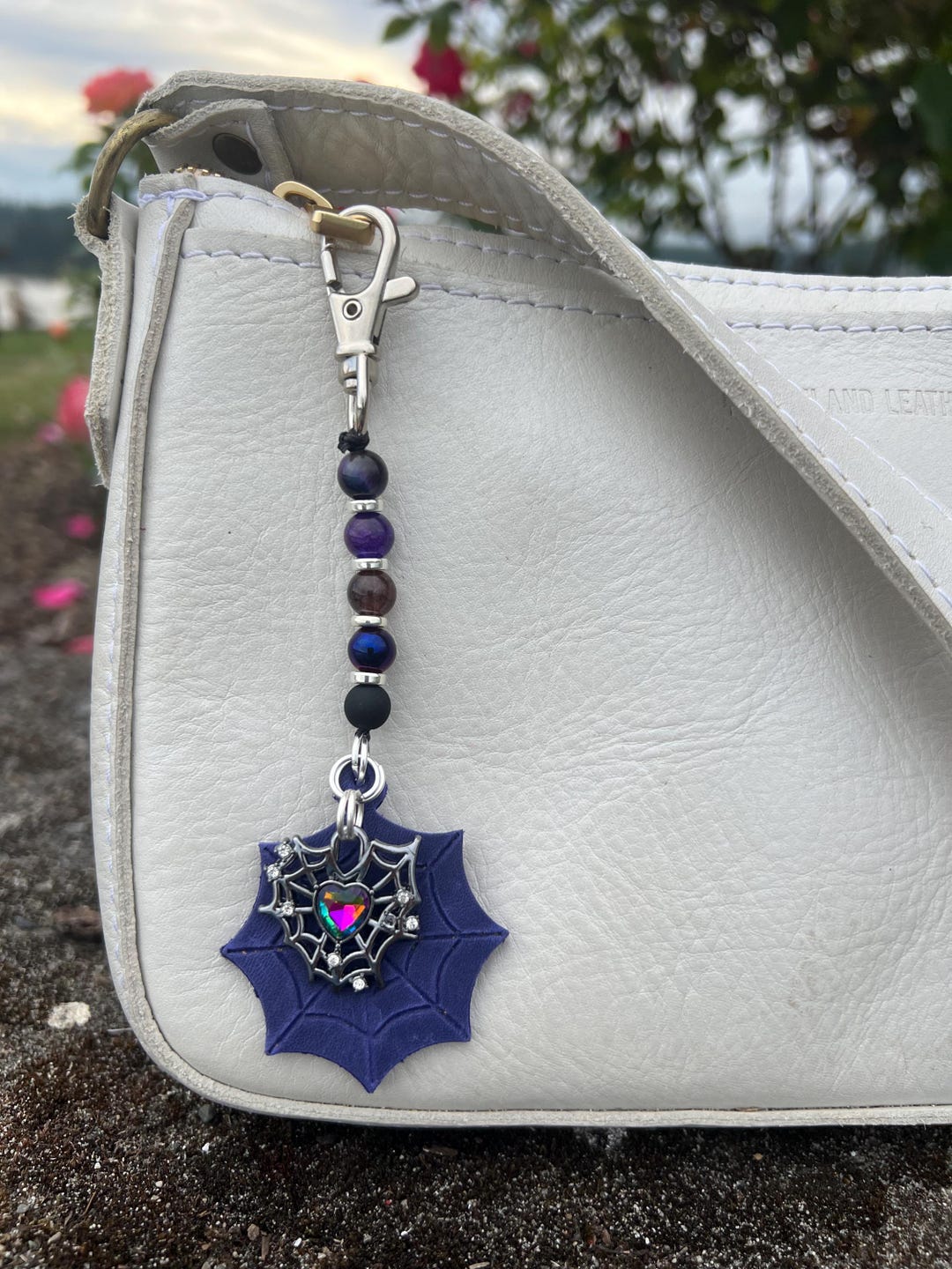 Handmade Leather and Beaded Spiderweb Charm - Etsy