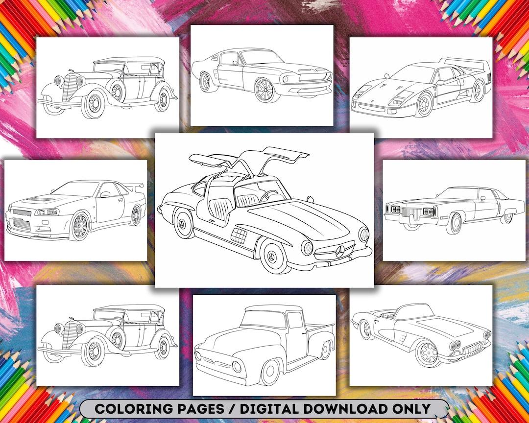 Classic Cars Coloring Coloring Pages for Kids & Adults Hotwheel ...