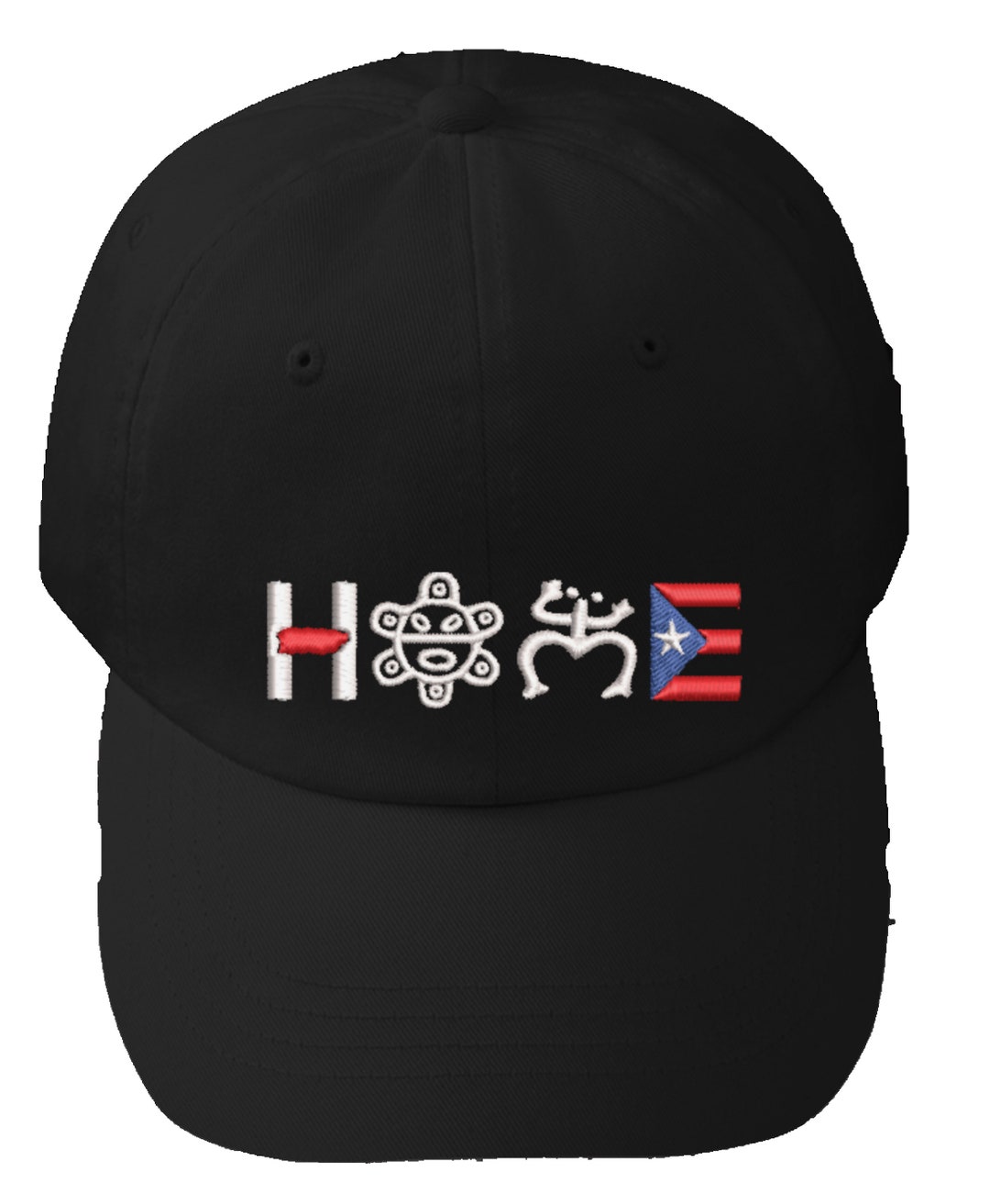 Unisex Dad Hat With HOME Embroidery Puerto Rico Flag Taino Symbols With ...