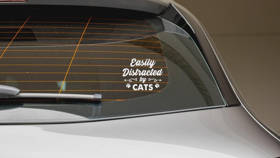 Easily Distracted by Cats Car Decal | Funny Cat Lover Vinyl Window ...