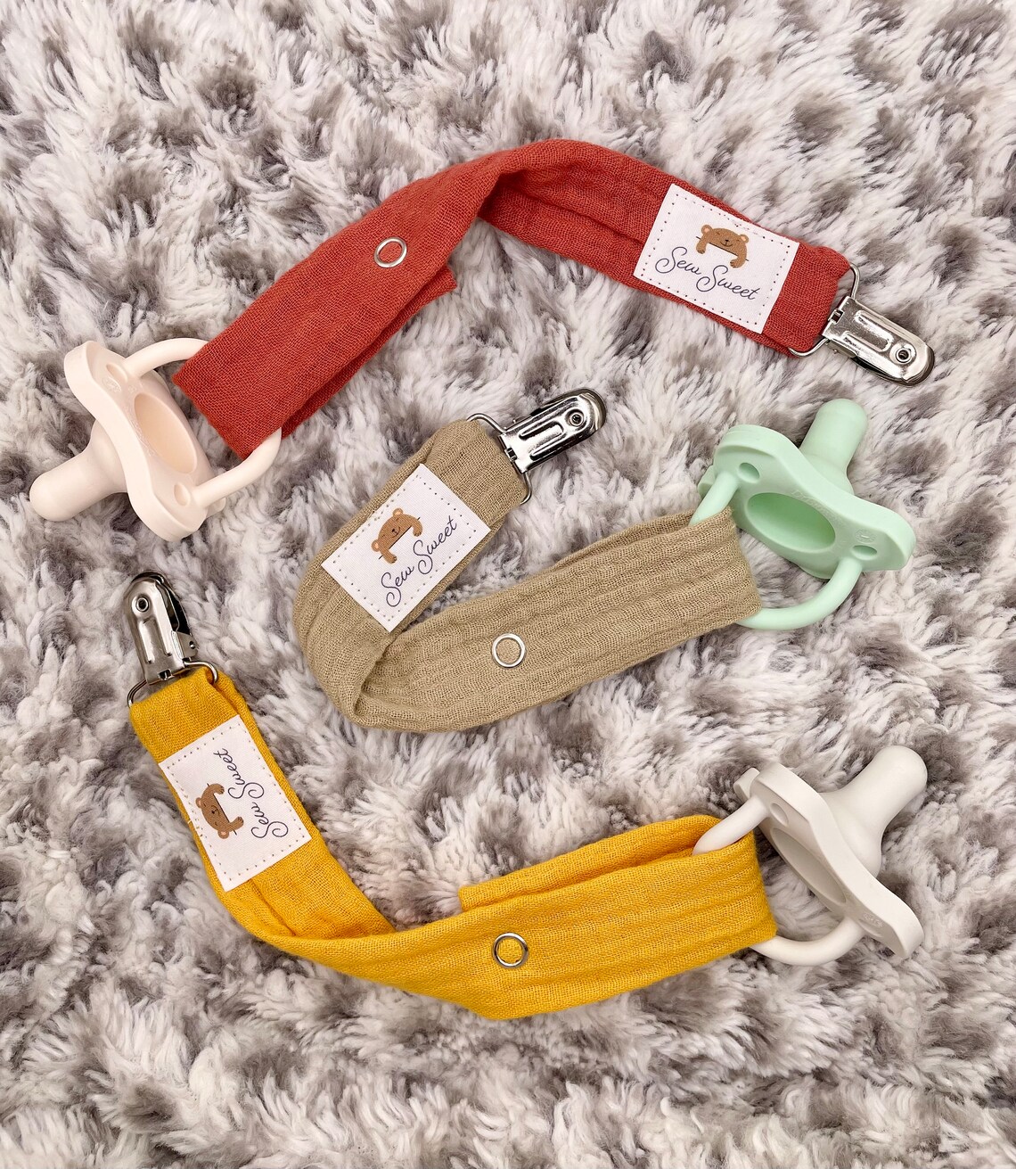 Set of 3 Pacifier Clips, Strong Chic Pacifier Strap, Binky Clip, Paci ...