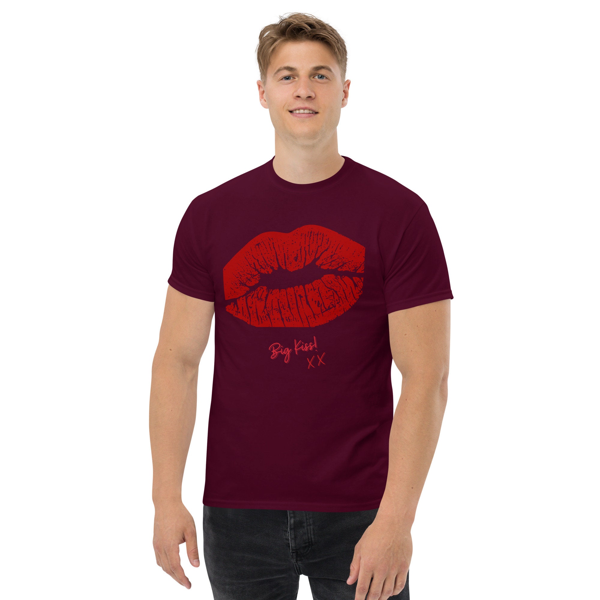 Big Kiss T Shirt Lipstick Kiss T Shirt Big Kiss Tee Red Lips T Shirt