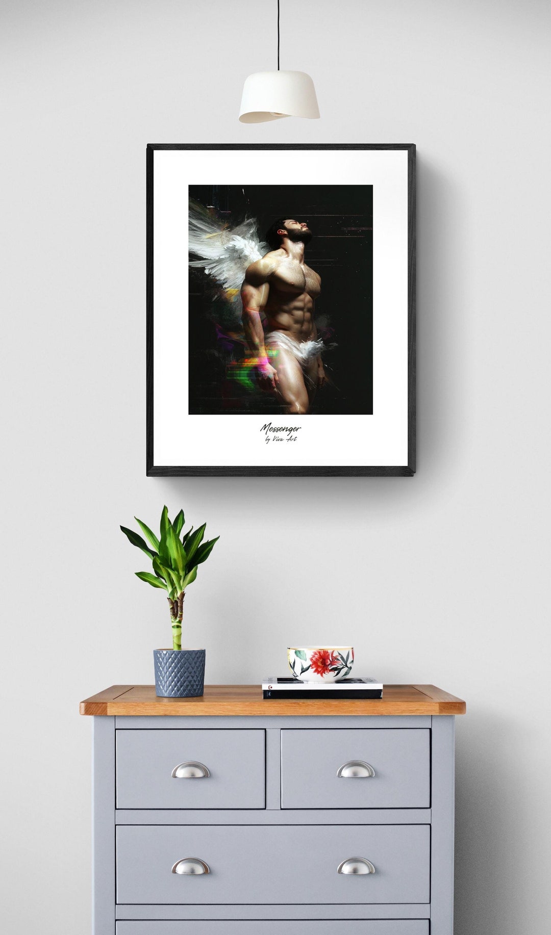 Gay Angel Wall Art Messenger Angel Wall Art Male Angel Artwork Gay Ai Artwork Lgbtq Art