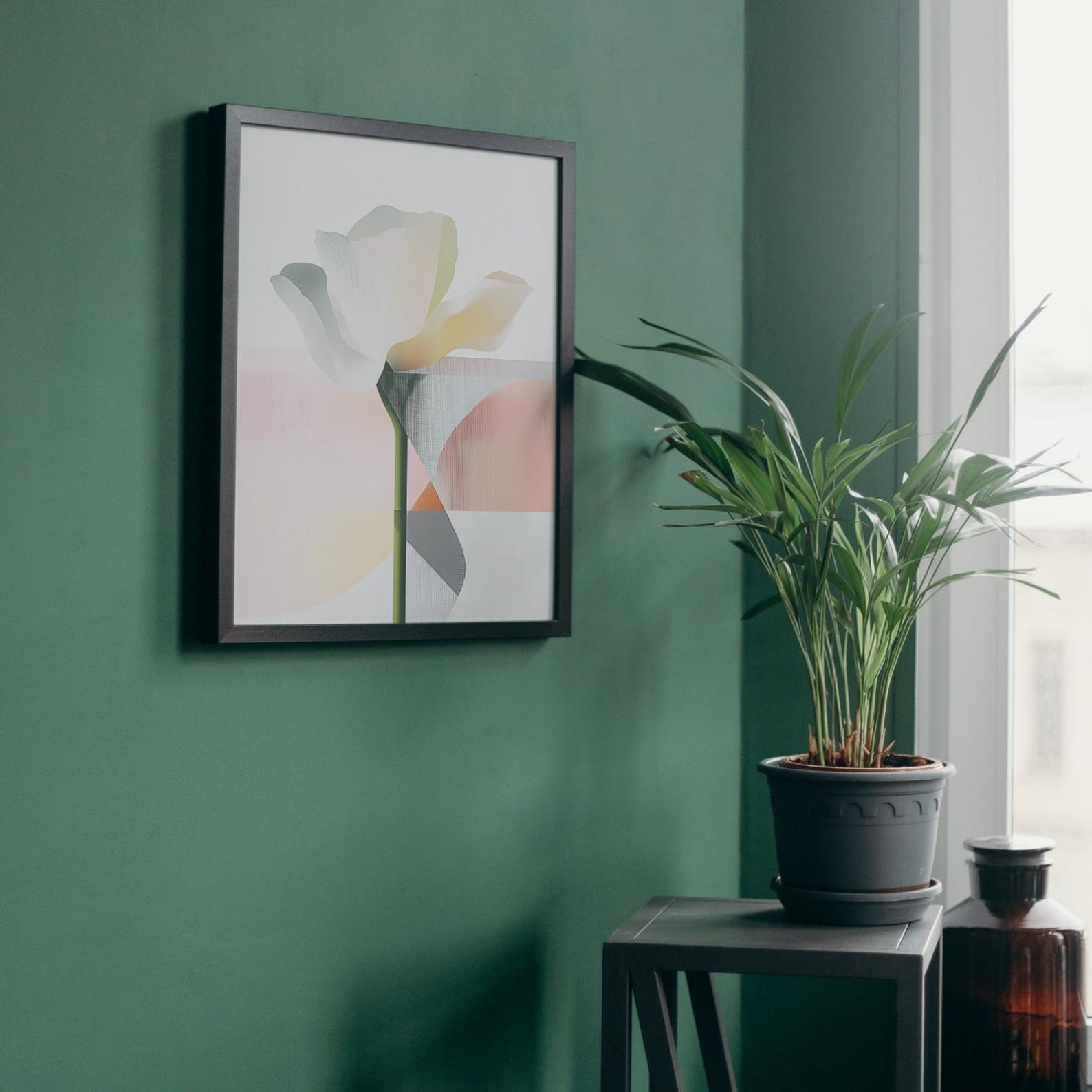 Calming Wall Art for Serene Home, Minimal Flower Artwork, Geometric ...