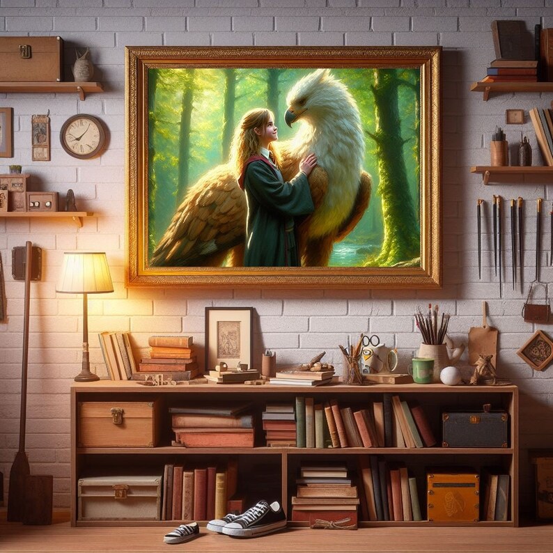 HERMIONE With the GRIFFIN Gorgeous Wall Art Digital Illustration ...