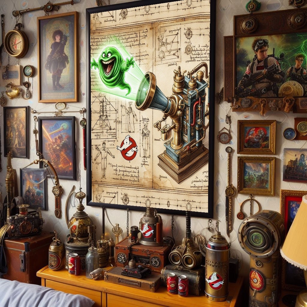 STEAMPUNK GHOST TRAP, Ghost Buster Ghost Trap, Victorian Ghostbusting Digital Art, Slimer and ...