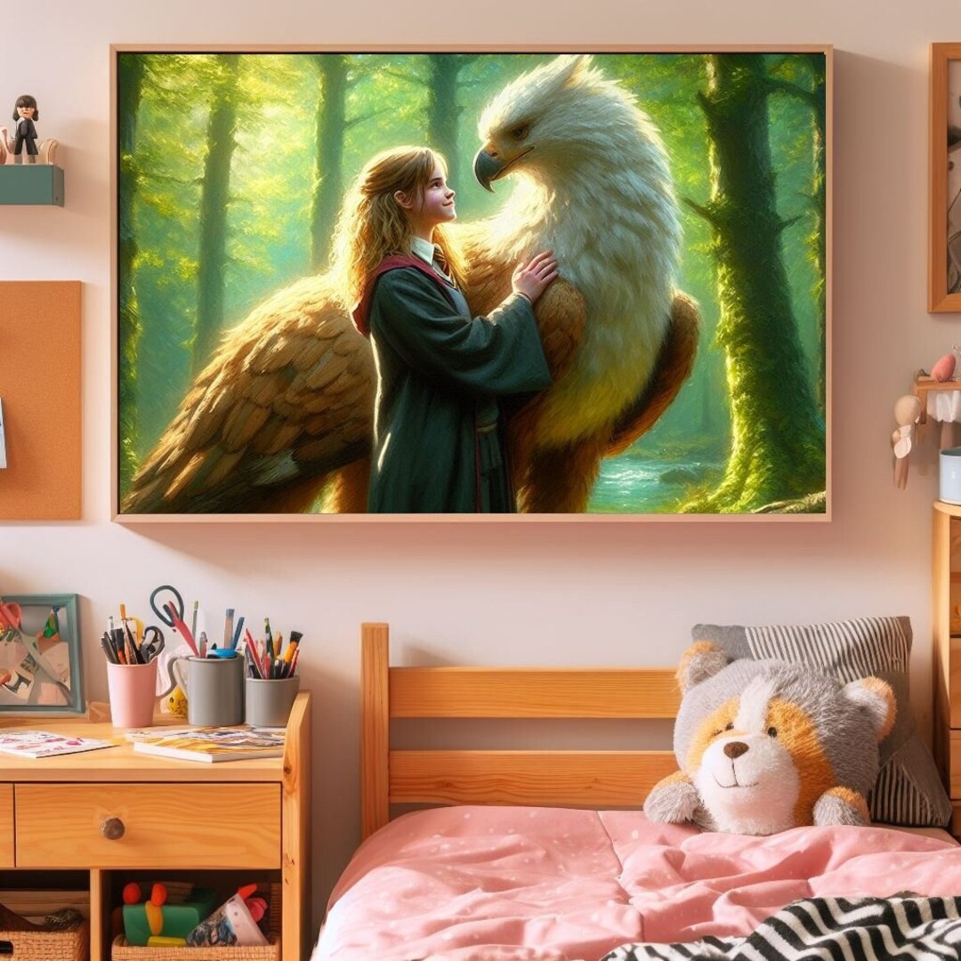 HERMIONE With the GRIFFIN Gorgeous Wall Art Digital Illustration ...