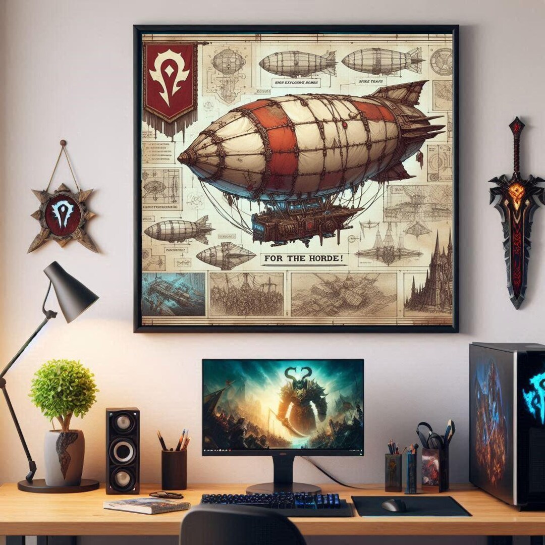HORDE ZEPPELIN Impressive Goblin Blueprint, Lovely Digital Wow Poster ...