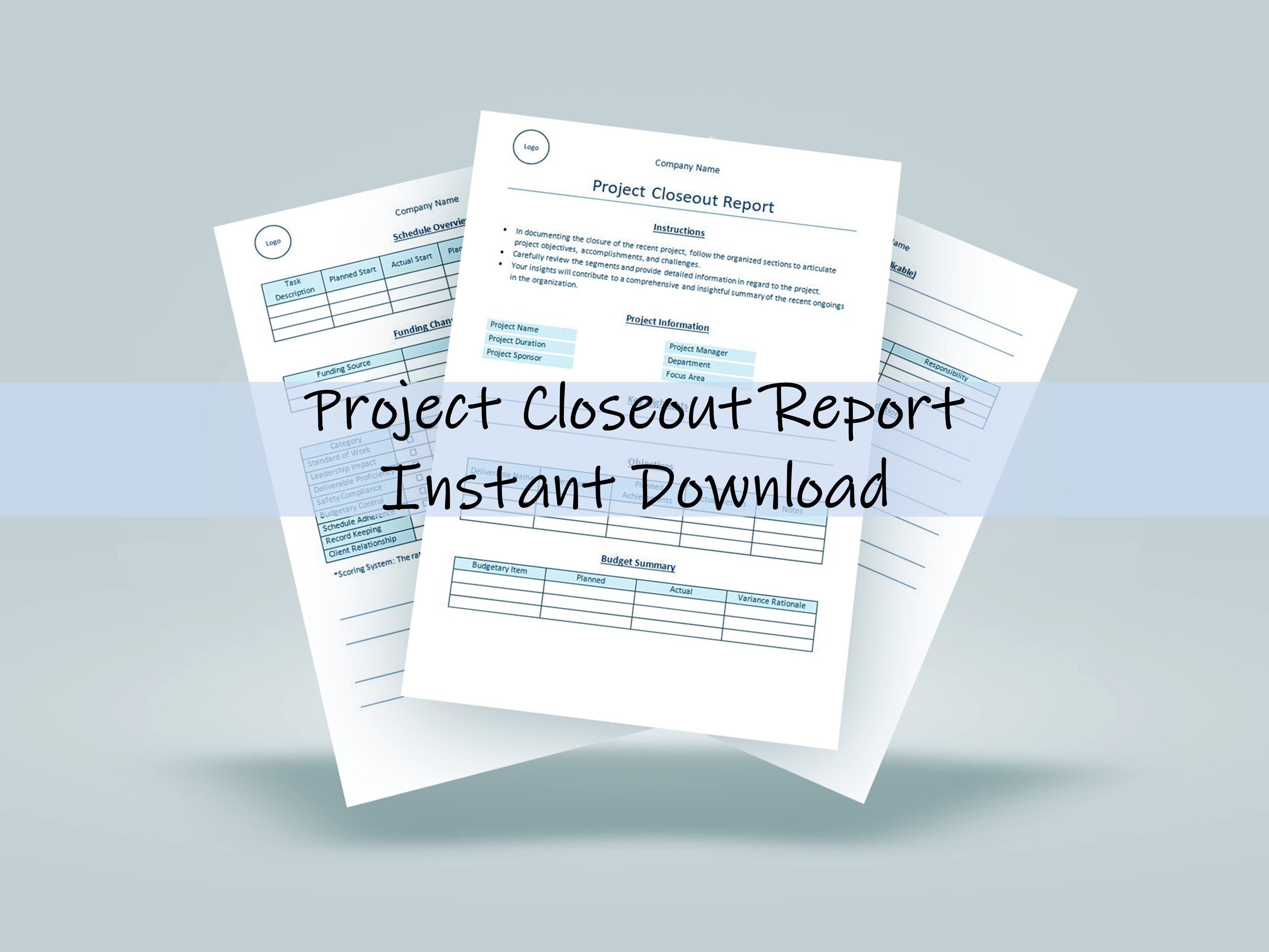 Closeout Report | Project Report Template | Performance Evaluation Form ...