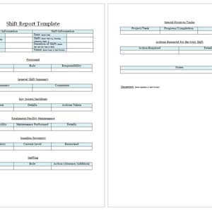 End of Shift Template | Shift Report Sheet | Crew Handover Review ...