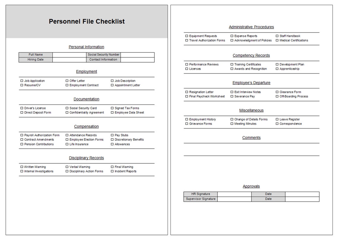 Employee File Checklist | Personnel File Checklist | Recruiting Sheet ...