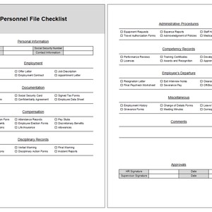Employee File Checklist | Personnel File Checklist | Recruiting Sheet ...