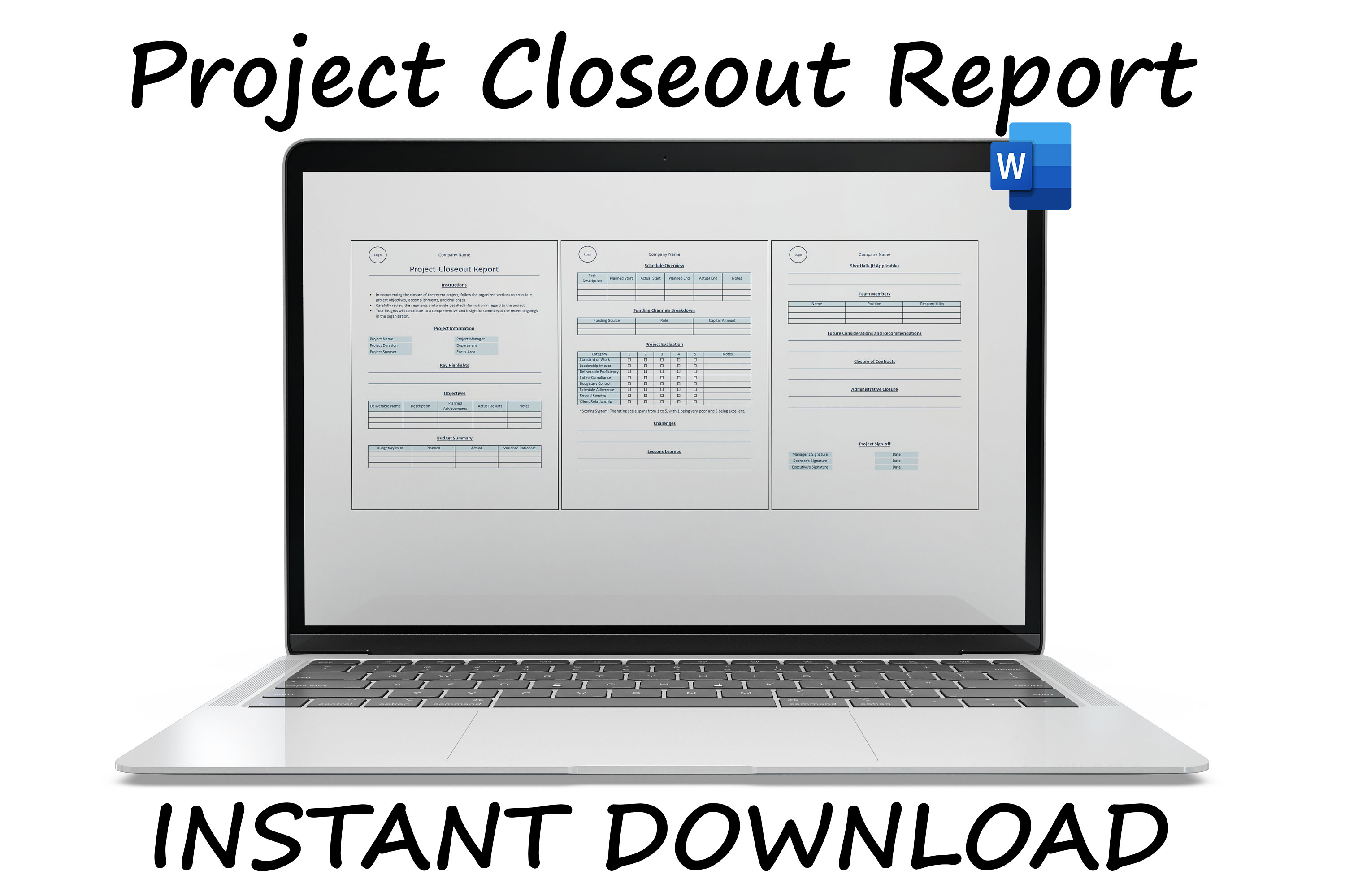 Closeout Report | Project Report Template | Performance Evaluation Form ...