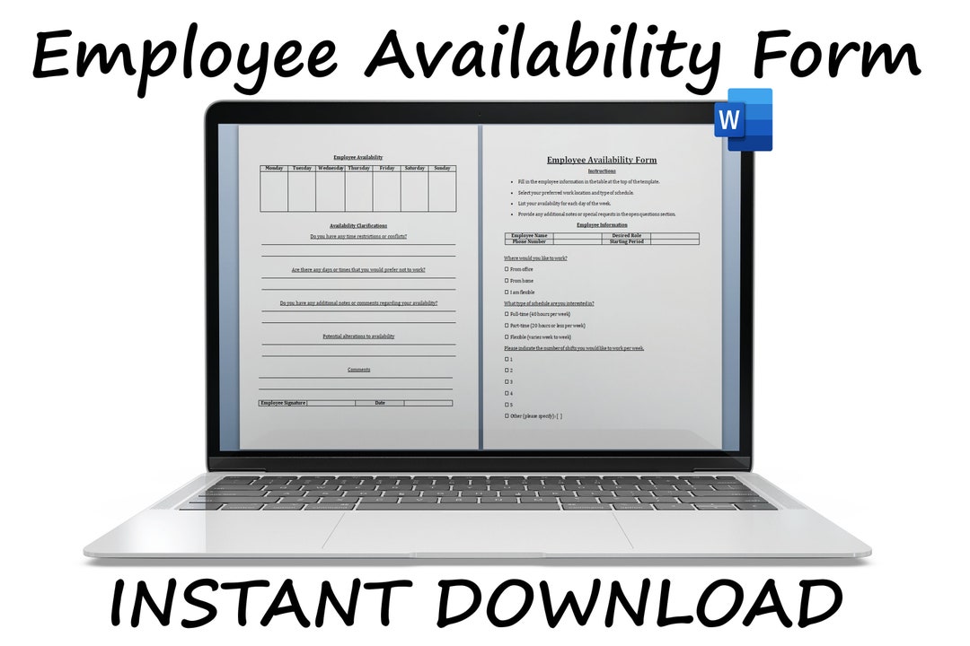 Employee Availability Form | Worker Schedule Survey | Personnel Time ...