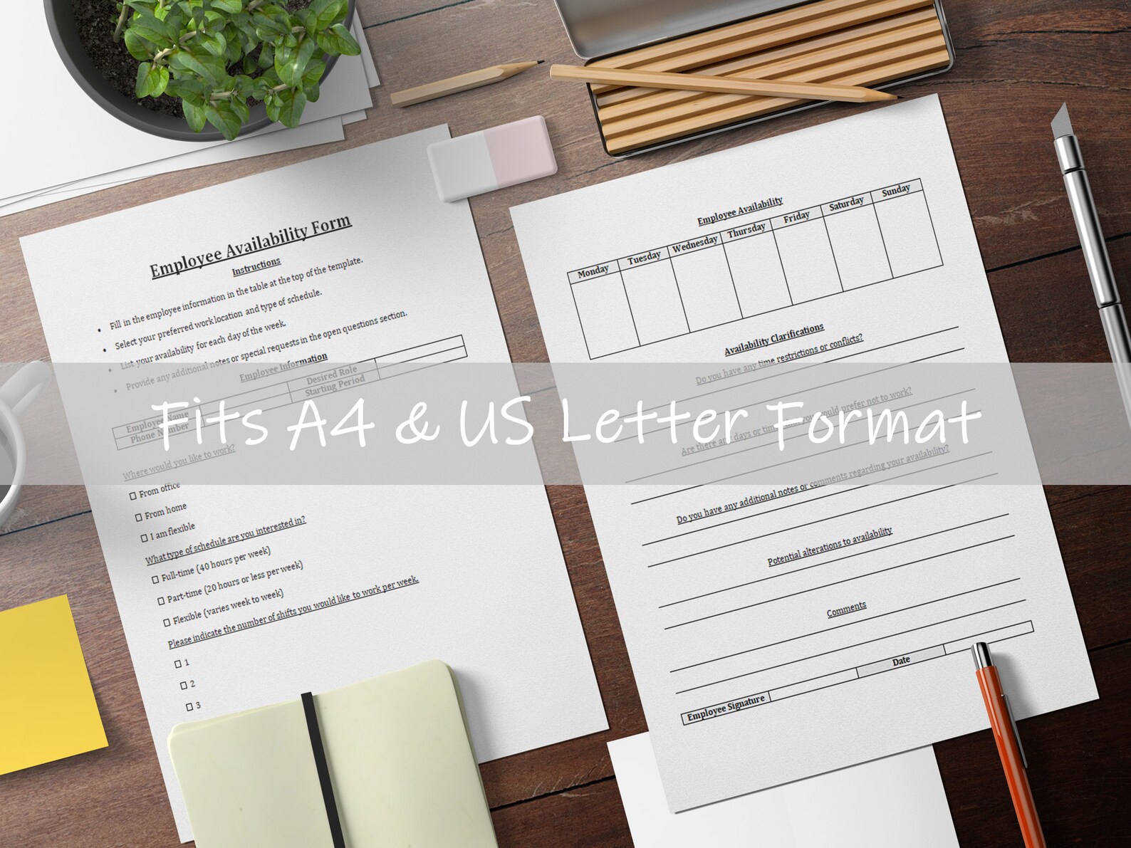 Employee Availability Form | Worker Schedule Survey | Personnel Time Sheet Questionnaire ...