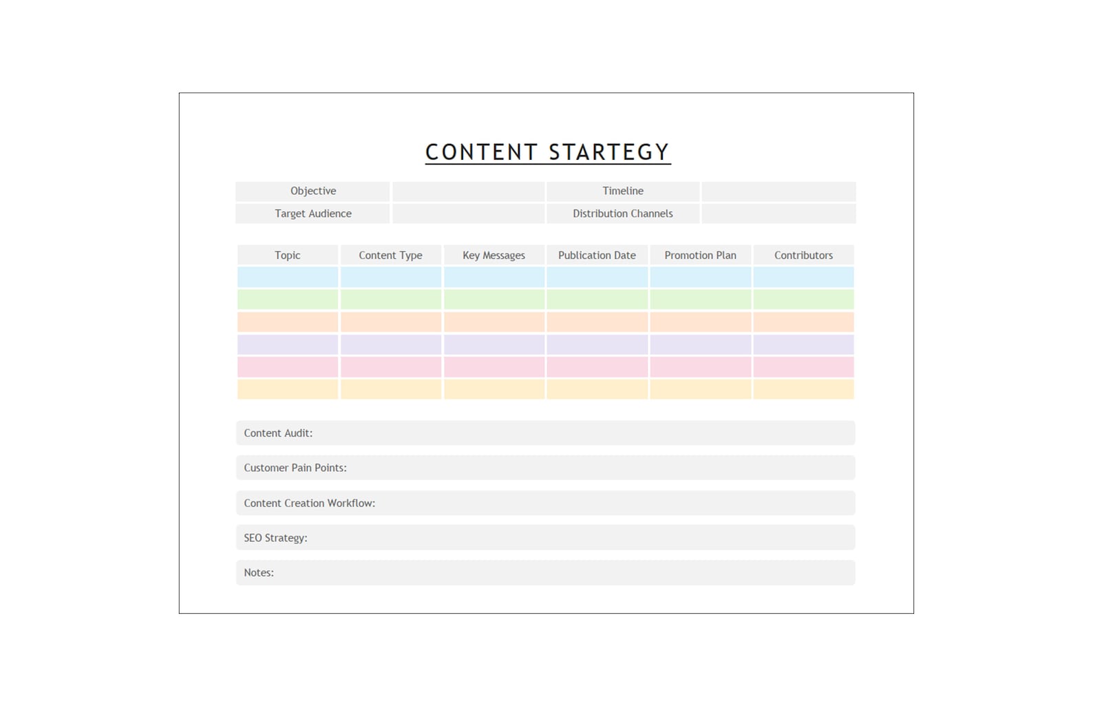 Content Strategy Template Content Marketing Template Social Media ...