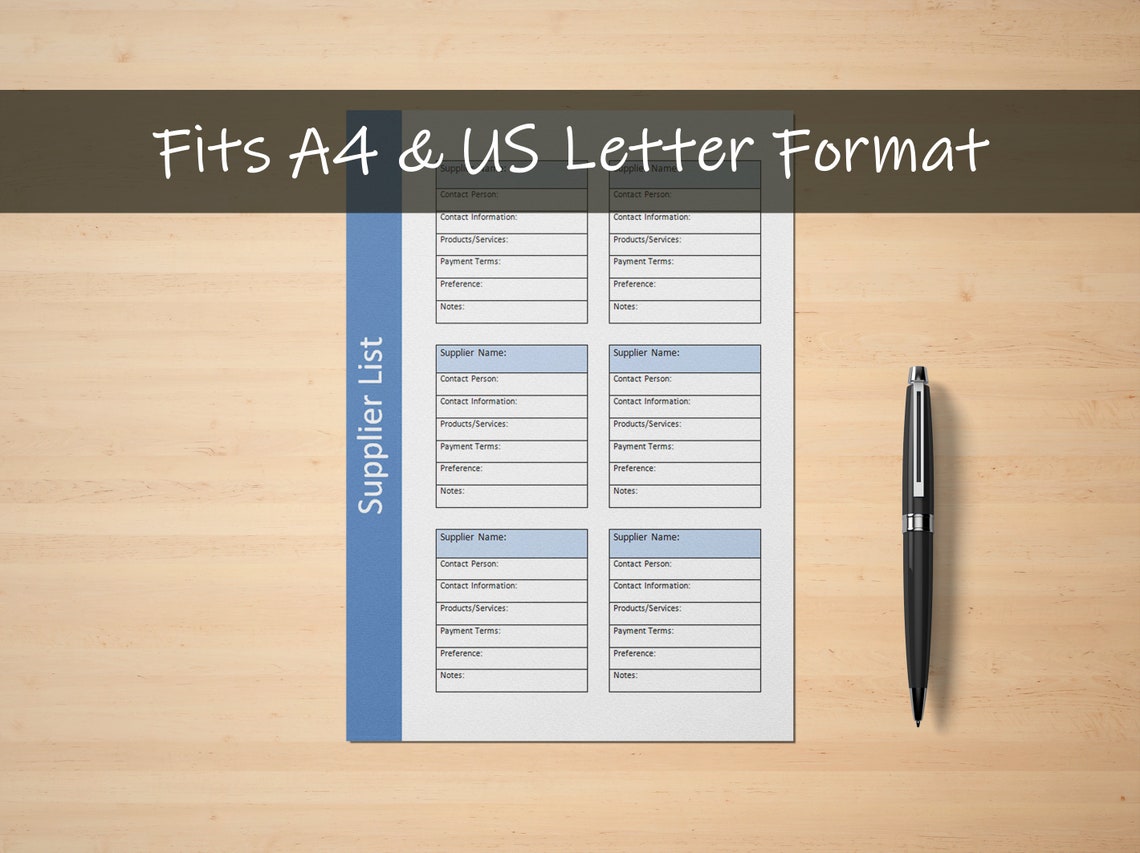 Supplier List Template | Vendor Information Sheet | Supplier Vendor ...