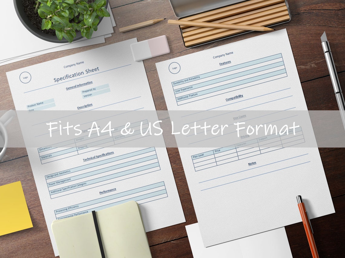 Spec Sheet Template | Product Specification Sheet | Data Sheet Editable ...