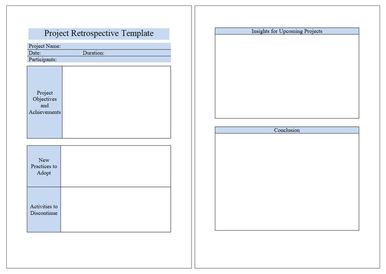 Retrospective Template | Project Charter Template | Project Summary ...