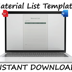 Material List Template | Materials Sheet | Asset Management Spreadsheet ...