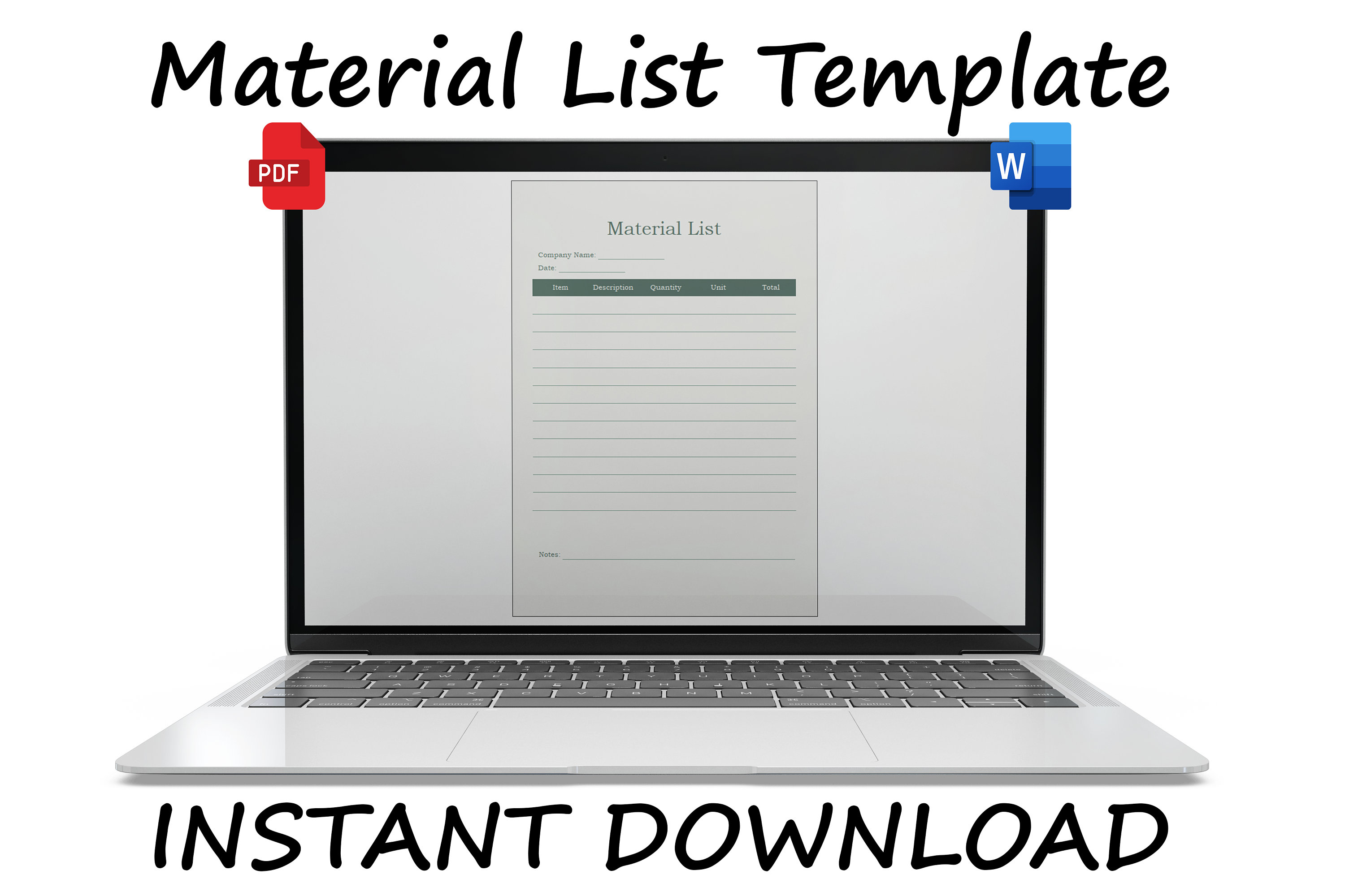 Material List Template | Materials Sheet | Asset Management Spreadsheet ...