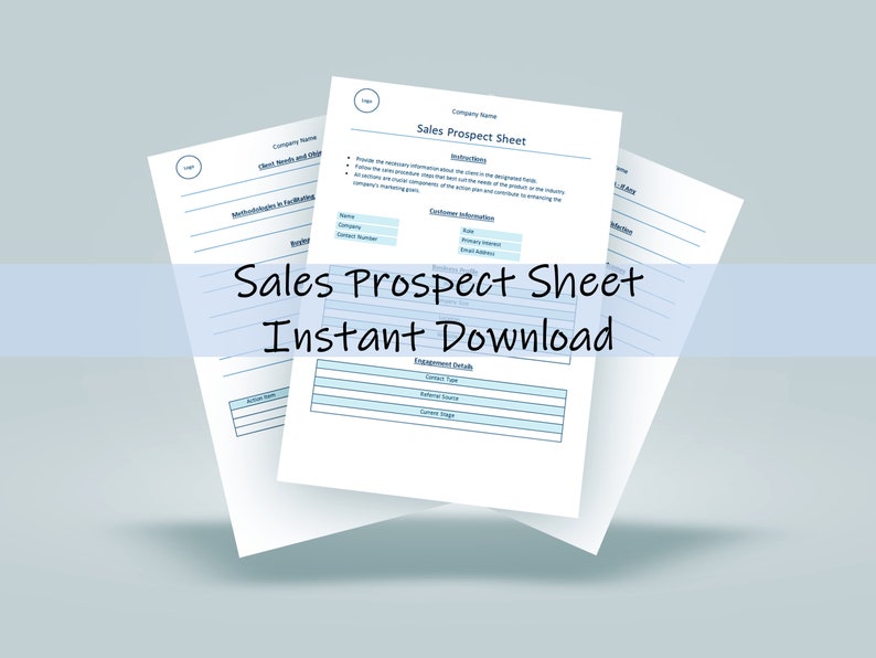 Sales Prospect Sheet | Sales Call Log Template | Client Onboarding Template | Instant Download ...