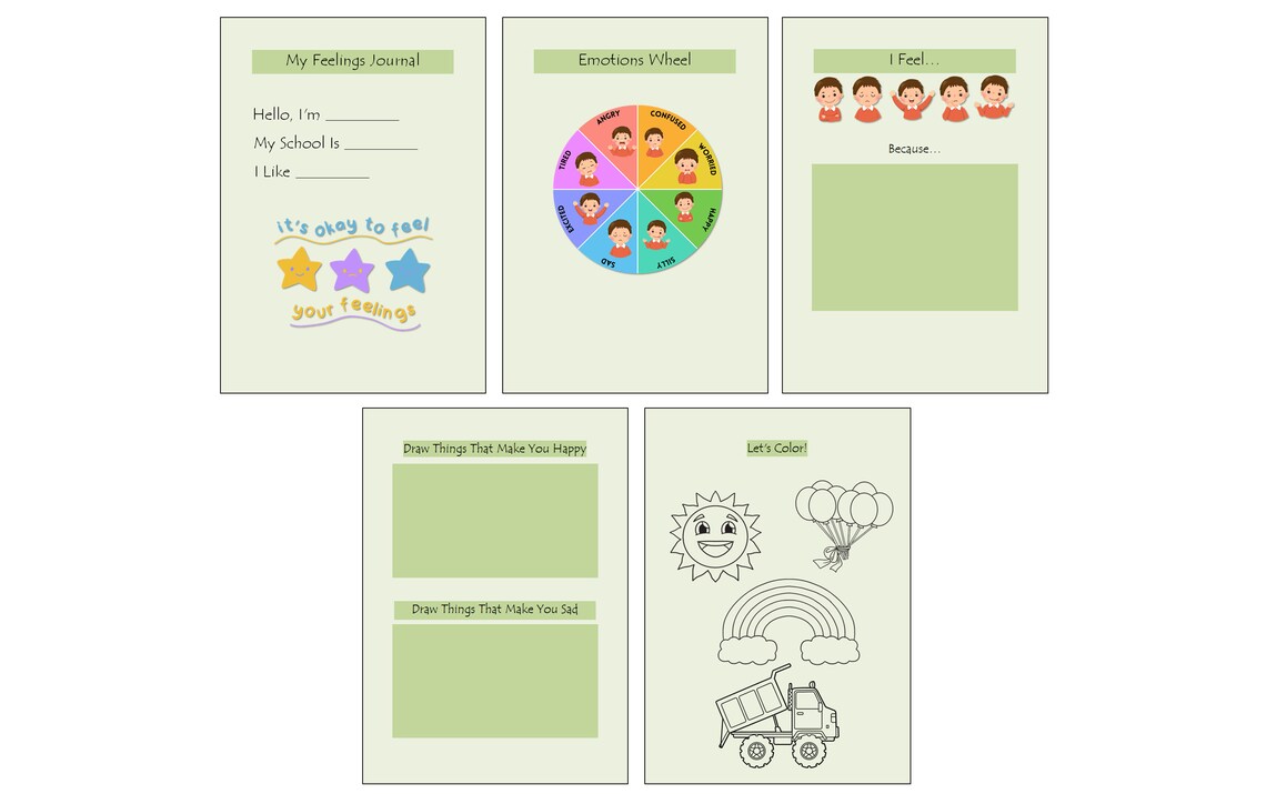 Feelings Journal | Kids Emotion Chart | My Feelings Chart | Journal ...