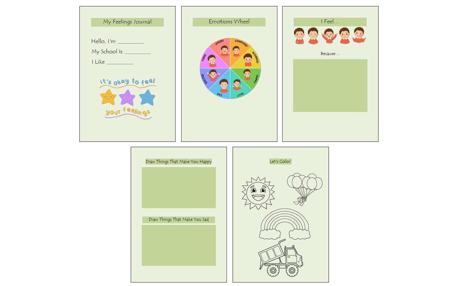 Feelings Journal | Kids Emotion Chart | My Feelings Chart | Journal ...