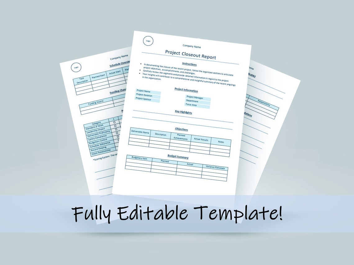 Closeout Report | Project Report Template | Performance Evaluation Form ...