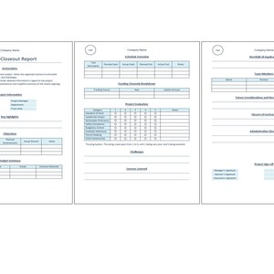 Closeout Report | Project Report Template | Performance Evaluation Form ...