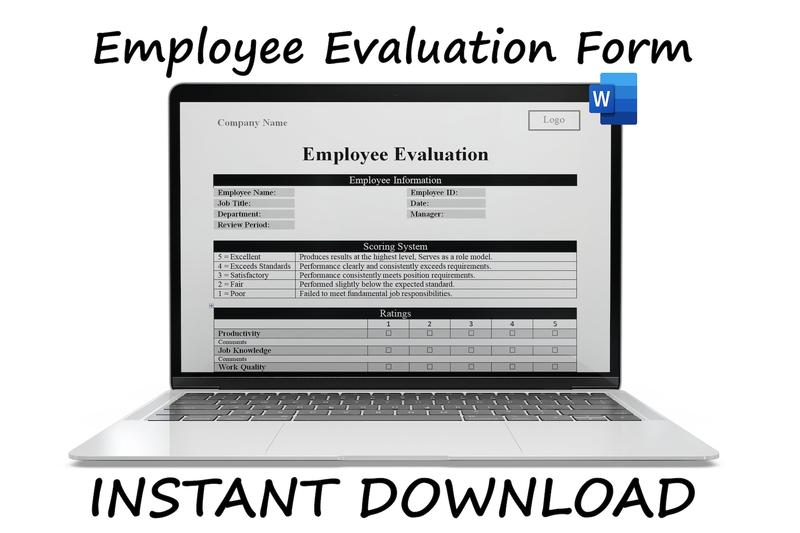 Employee Evaluation Form | Employee Performance Review | Ranking Tool ...
