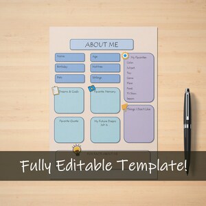 About Me | Meet Me Template | Life Story Journal | Instant Download ...