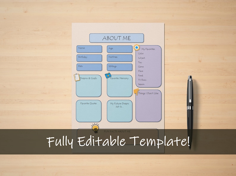 About Me Meet Me Template Life Story Journal Instant Download Get to ...