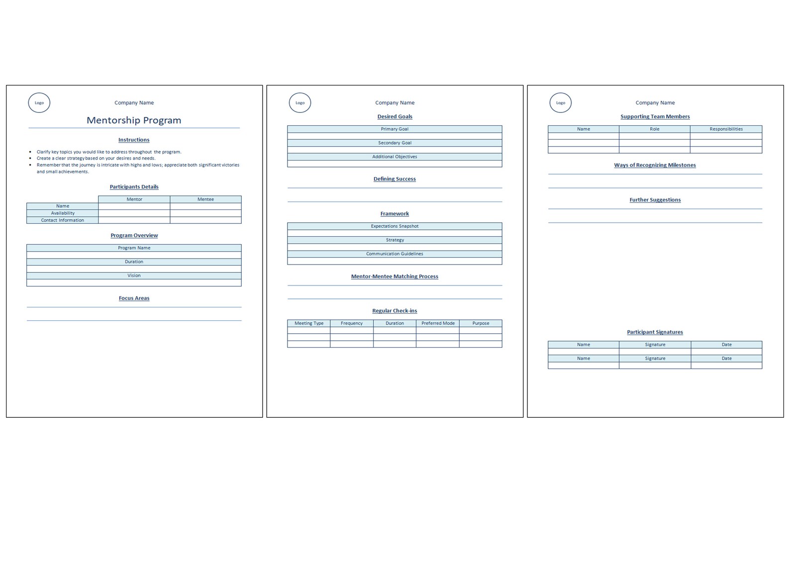 Mentorship Program Template | Employee Growth Plan | Mentoring Program Sheets | Instant Download ...