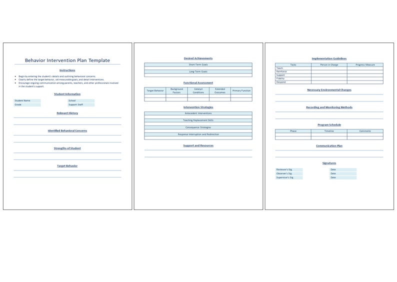 Behavior Intervention Plan Template | Student Behavior Tracker ...