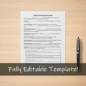Affidavit of Domestic Partnership | Commitment Template | Partnership Agreement | Instant ...