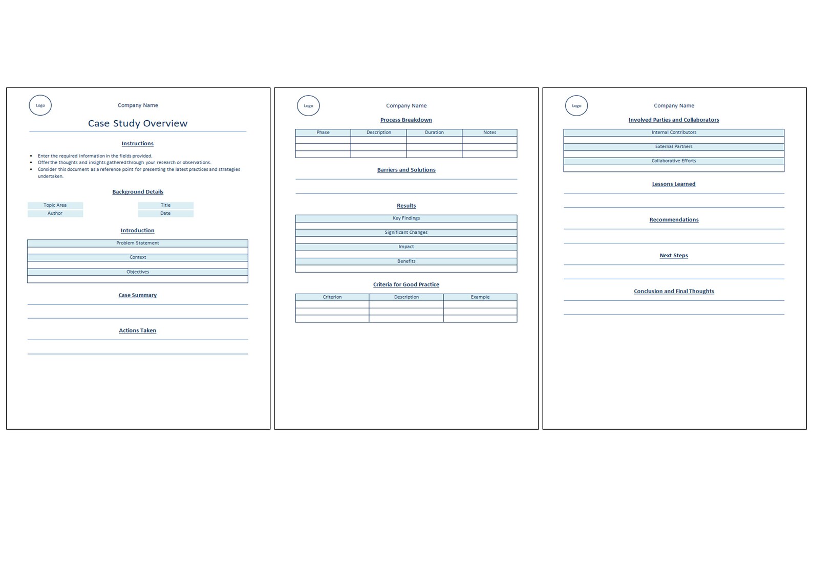 Case Study Template | Process Documentation Template | Business Review ...