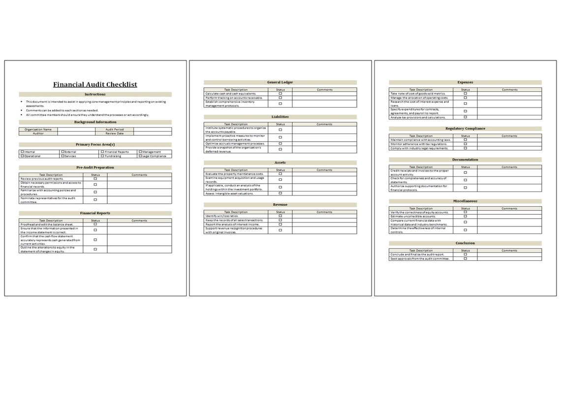 Financial Audit Checklist | Financial Control Framework | Accounting ...