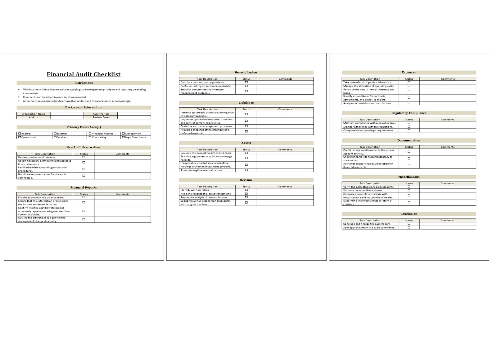 Financial Audit Checklist | Financial Control Framework | Accounting ...