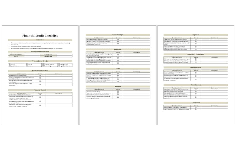 Financial Audit Checklist | Financial Control Framework | Accounting ...