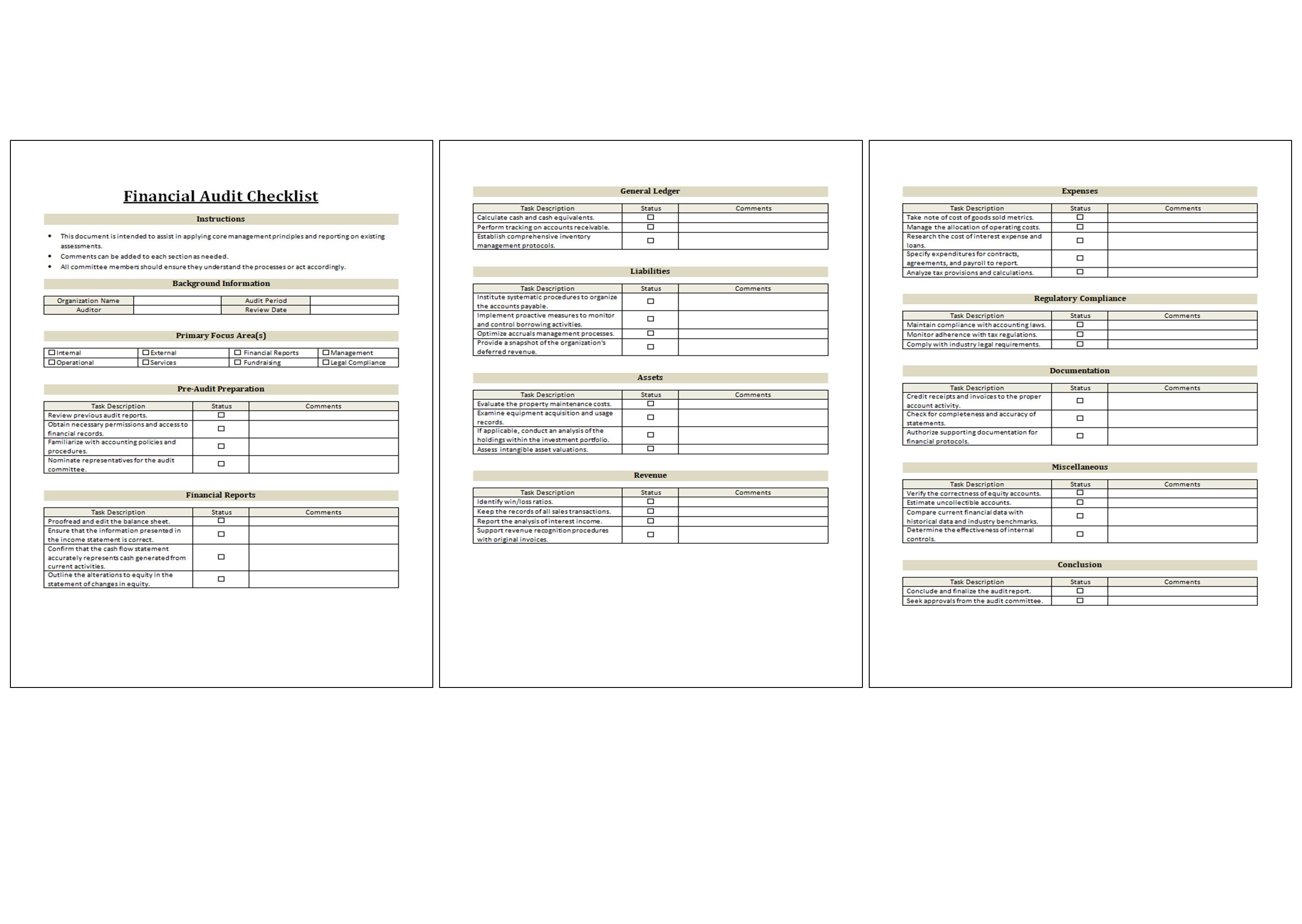 Financial Audit Checklist | Financial Control Framework | Accounting ...