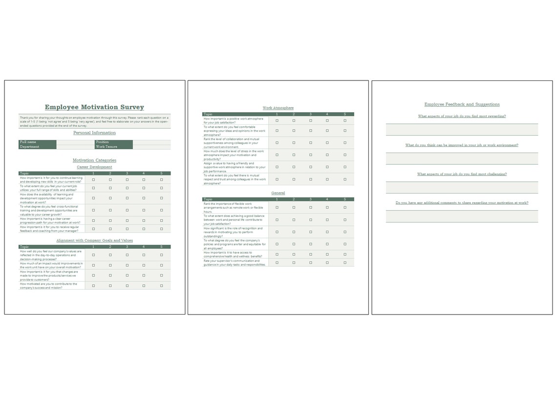 Employee Motivation Survey | Company Culture Questionnaire | Instant ...