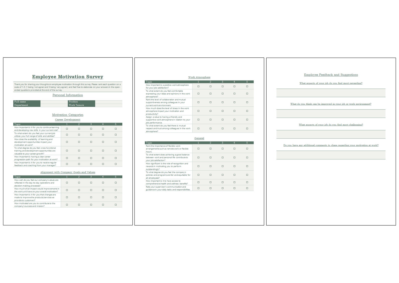 Employee Motivation Survey Company Culture Questionnaire Instant ...