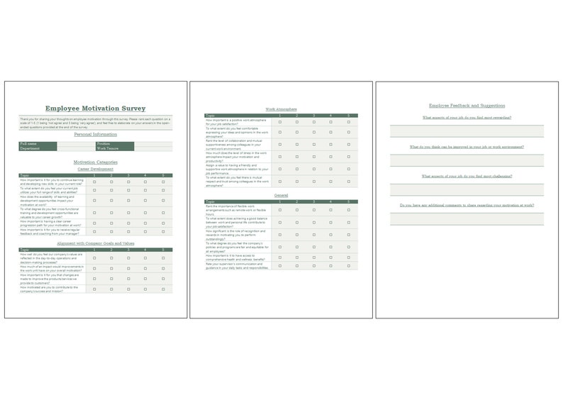 Employee Motivation Survey | Company Culture Questionnaire | Instant ...