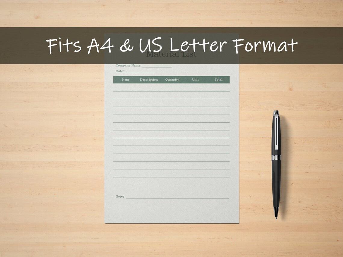 Material List Template | Materials Sheet | Asset Management Spreadsheet ...