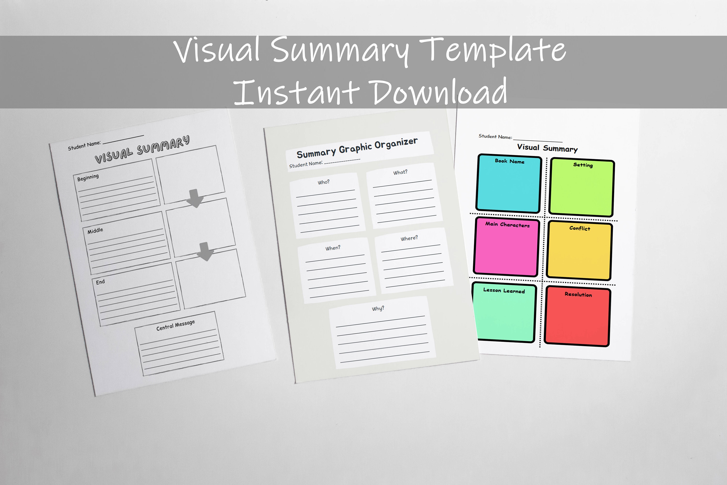 Visual Summary Template | Graphic Organizer | Instant Download | PDF ...