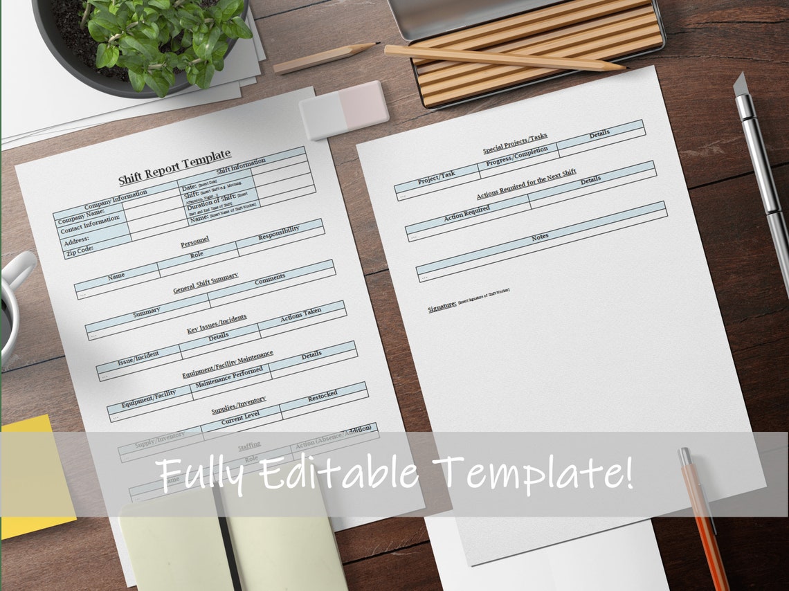 End of Shift Template | Shift Report Sheet | Crew Handover Review ...